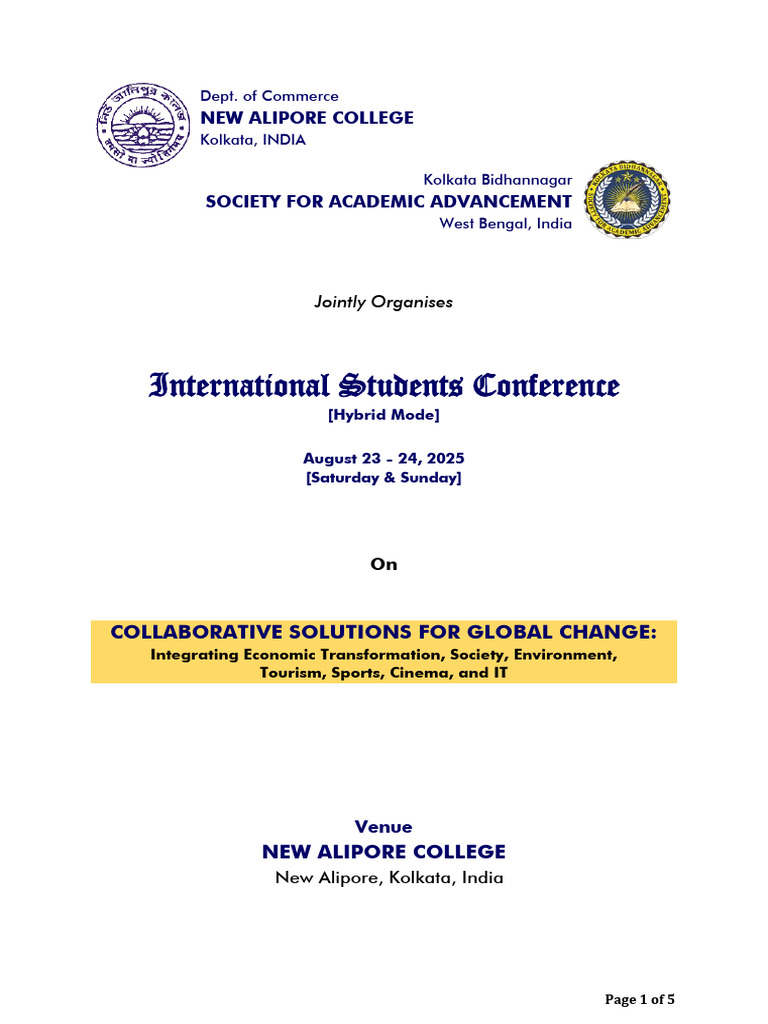 International Students Conference 2025 | PDF | Kolkata | Sustainability
