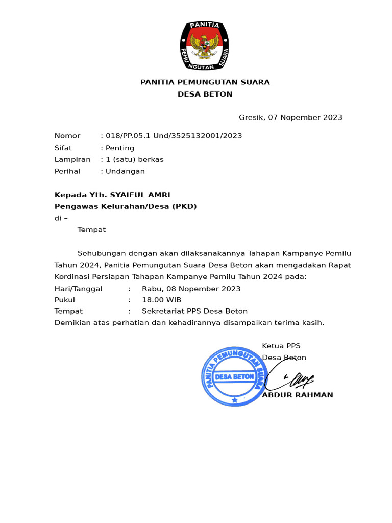 Undangan Rakor | PDF