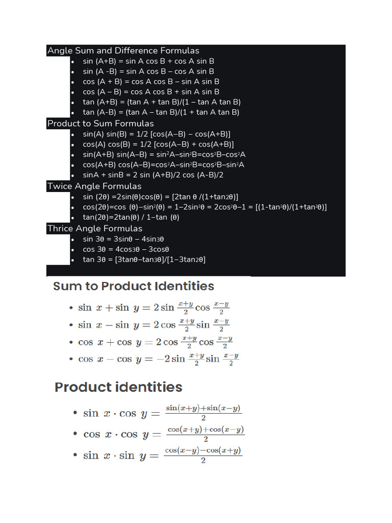 Trigo Formulas | PDF