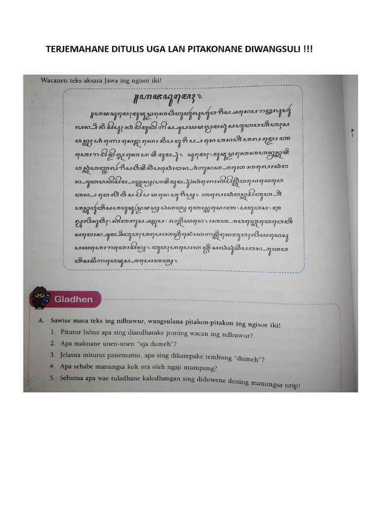 Remidi Bahasa Jawa Kelas Xi Semester Genap Tahun 2025 | PDF