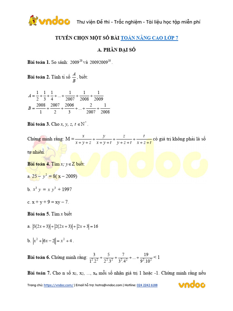 70 Bai Tap Toan Nang Cao Lop 7 | PDF