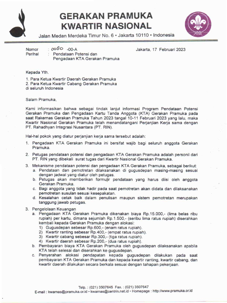 Surat Edaran Kwarnas & Rekom | PDF