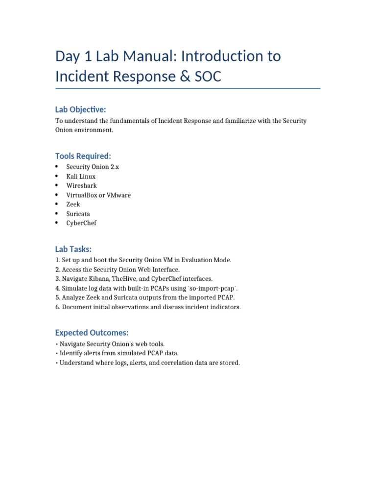 Day1 Lab Manual Incident Response | PDF