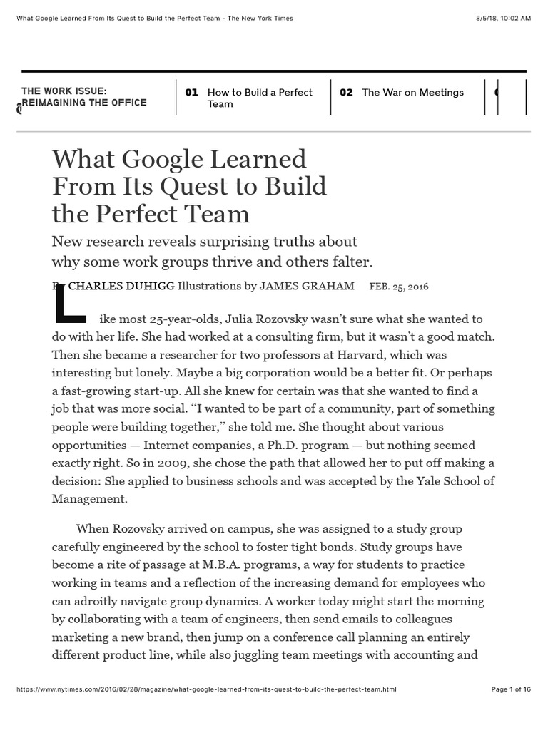 S1 PREREAD What Google Learned From Its Quest To Build The Perfect Team ...