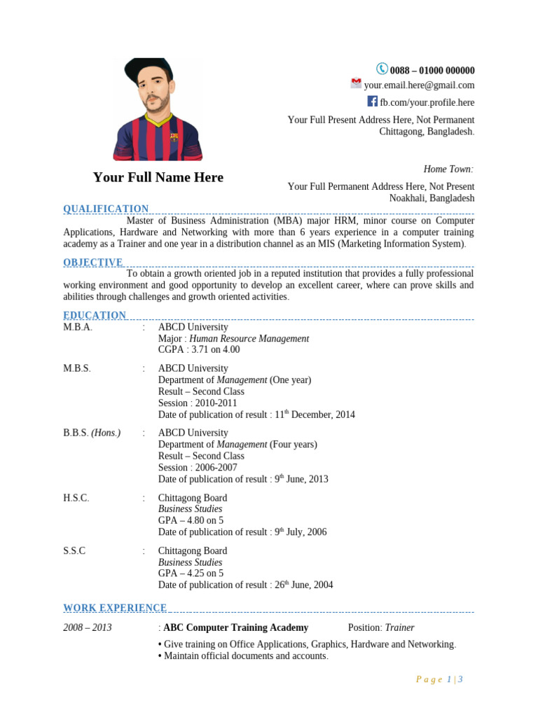 Common CV Format 08 - qmkKHm2upglnBJE | PDF | Master Of Business ...