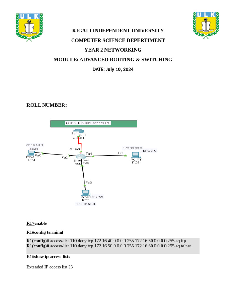 Advanced Routing and Switching Assignment | PDF