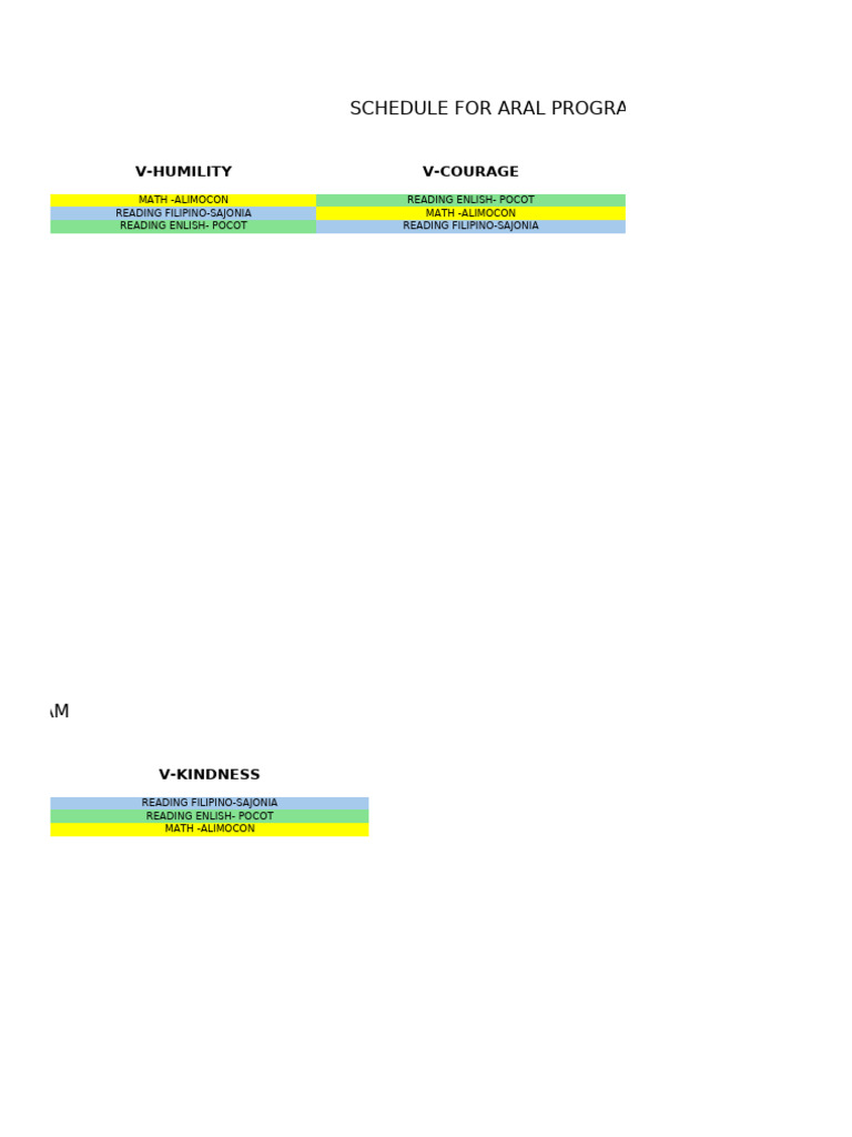Aral Schedule | PDF