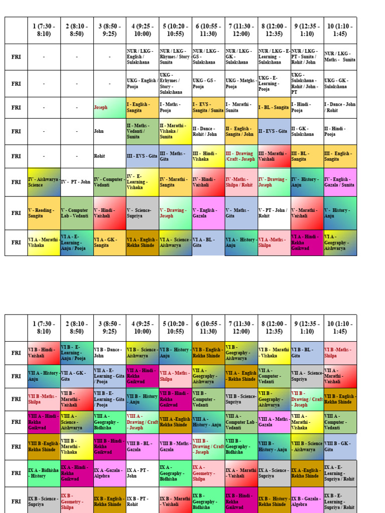 Friday School Timetable 25-26 | PDF | Mathematics