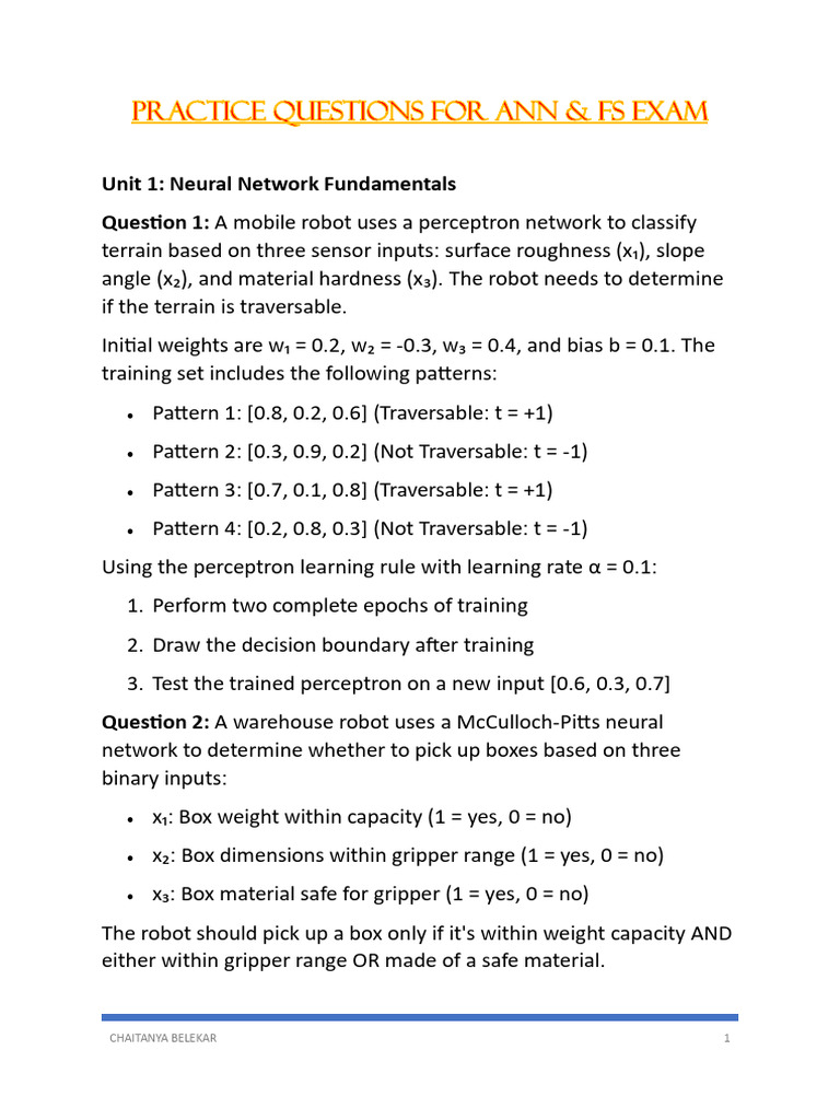 Practice Questions For ANN & FS | PDF | Applied Mathematics ...