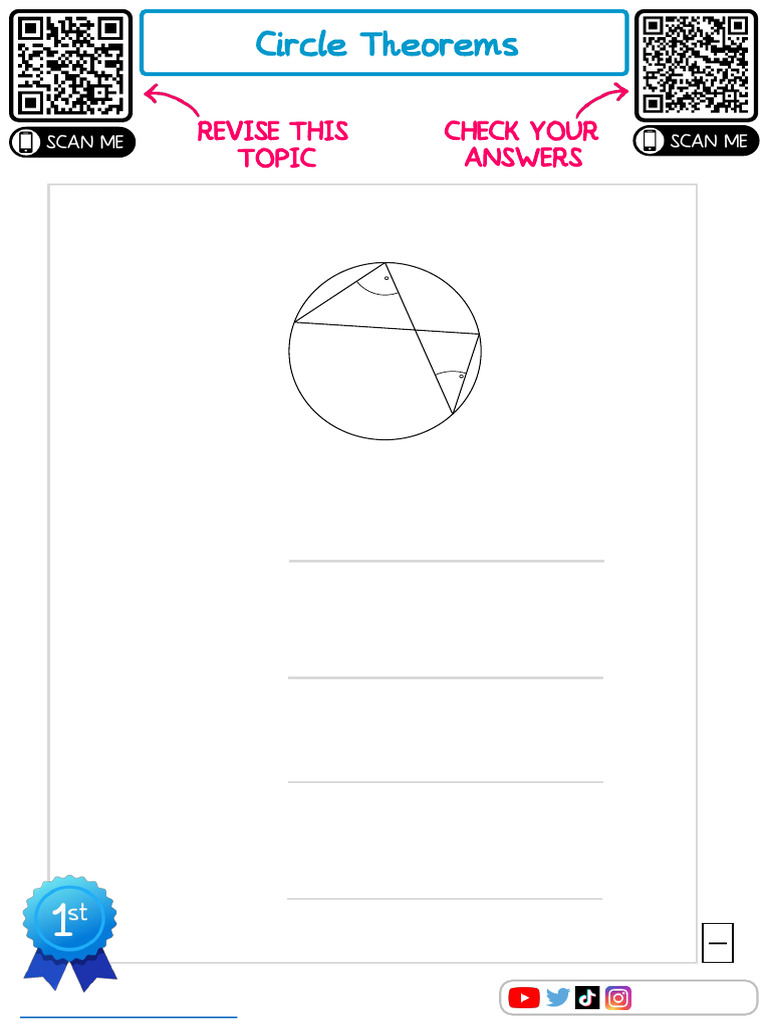Circle Theorems Practice Answers | PDF | Classical Geometry | Rotation