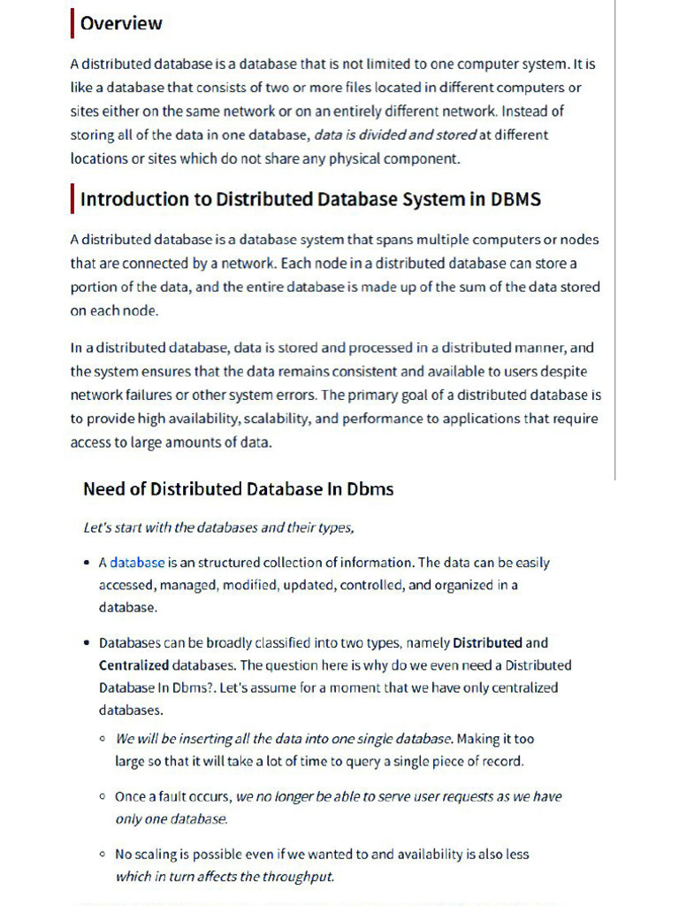 Distributed Data Base | PDF