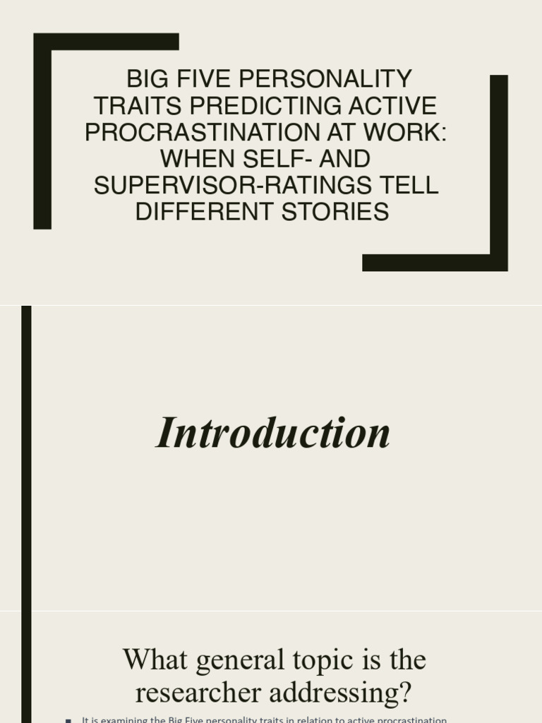Big Five Traits and Active Procrastination | PDF | Procrastination ...