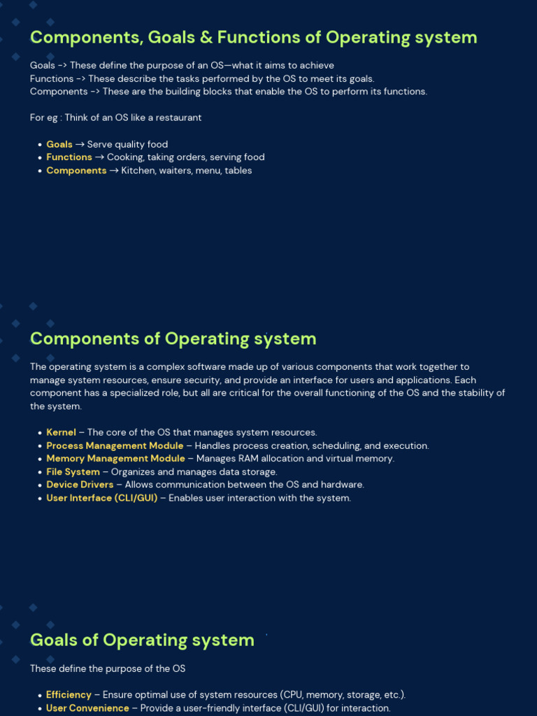 L2 - Components, Goals and Functions of Operating System | PDF | Operating System | Process ...