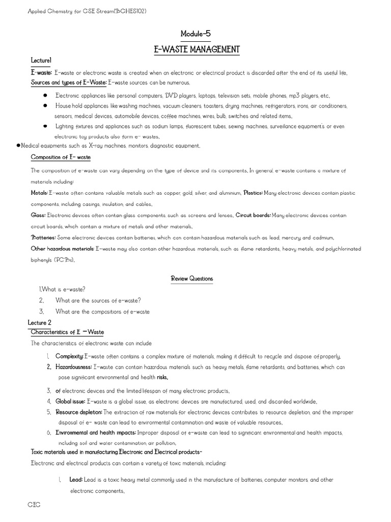 Module - 5 E-Waste Management | PDF