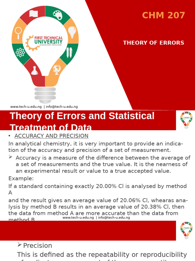 ICH 213 Theory of Errors | PDF | Accuracy And Precision | Observational Error