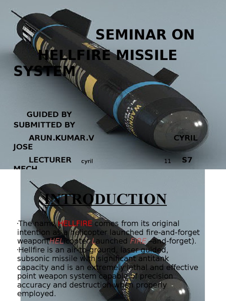 Seminar on Hellfire Missile | Missile | Military Technology