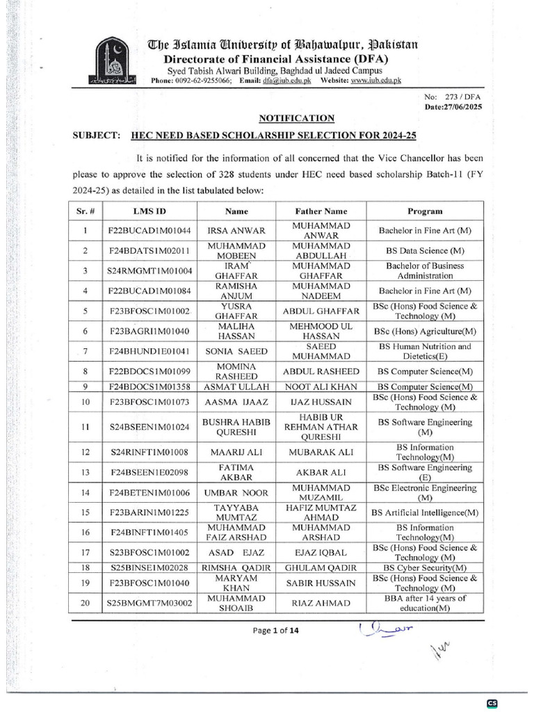 HEC Need Based. MR Mani | PDF