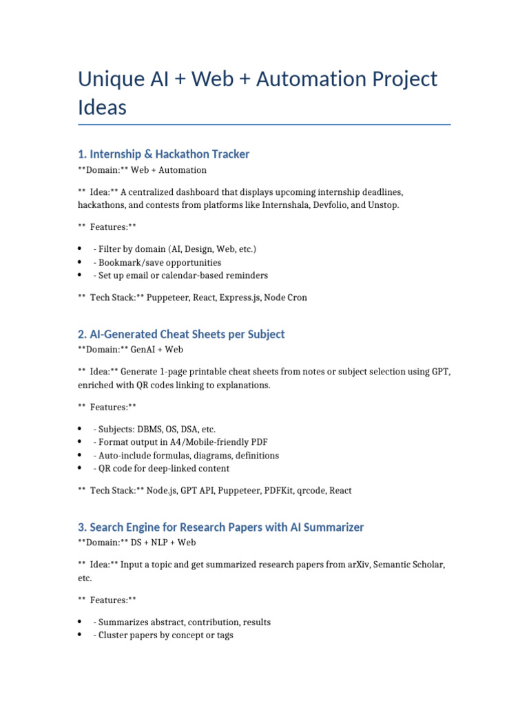 Innovative AI Web Automation Projects | PDF | Artificial Intelligence ...