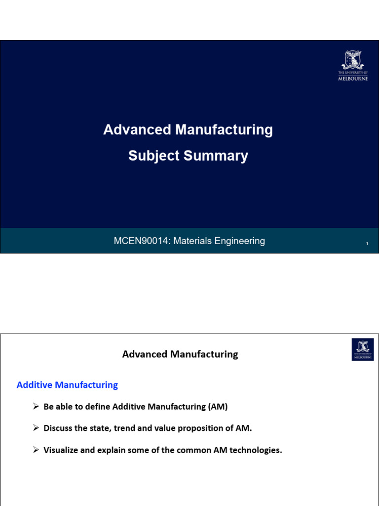 Week 12 - Adv Manufacturing and Summary | PDF | 3 D Printing ...