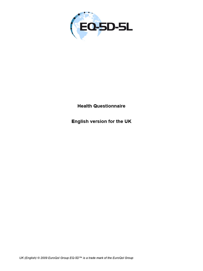 Sample UK English EQ-5D-5L Paper Self Complete v1.0 ID 24700 | PDF | Emotions | Mental Health