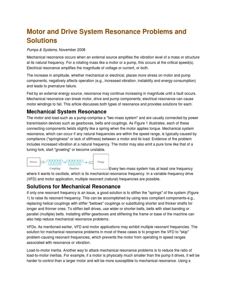 Motor Resonance Issues and Solutions | PDF | Electronic Filter | Resonance
