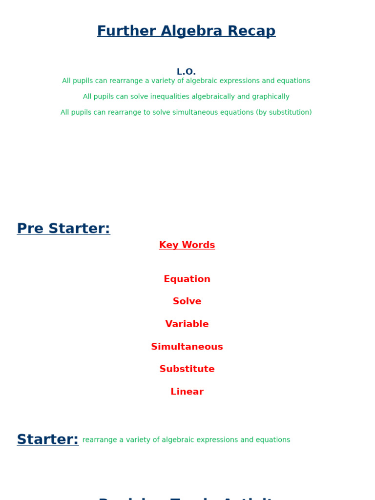 2 General Algebra Recap | PDF | Equations | Algebra
