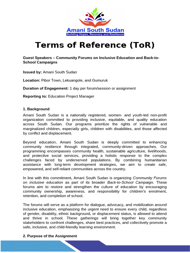 Terms of Reference - Guest Speakers | PDF | Inclusion (Education ...