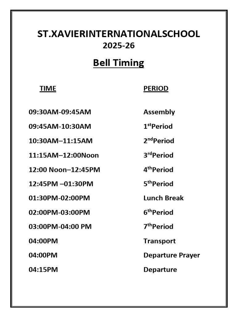 Bell Timing 25-26 | PDF