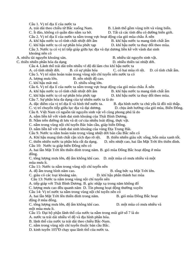 Vị Trí Địa Lí Và Lãnh Thổ Hk1 | PDF
