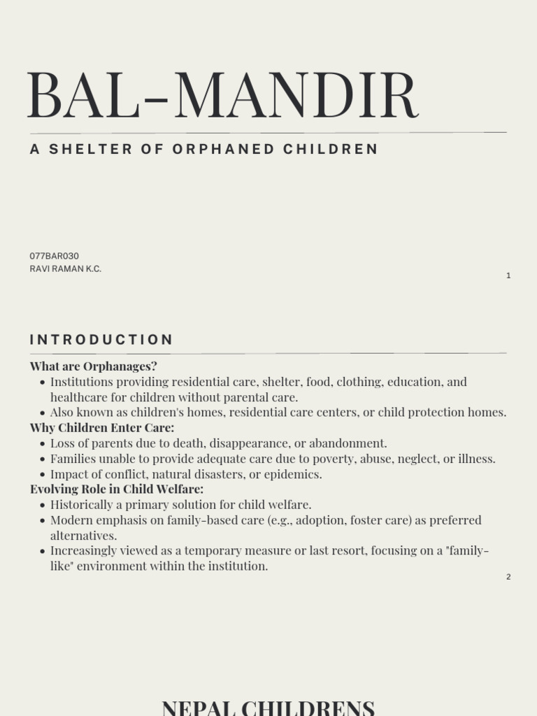 Bal-Mandir: Orphanage Care in Nepal | PDF | Perception | Learning