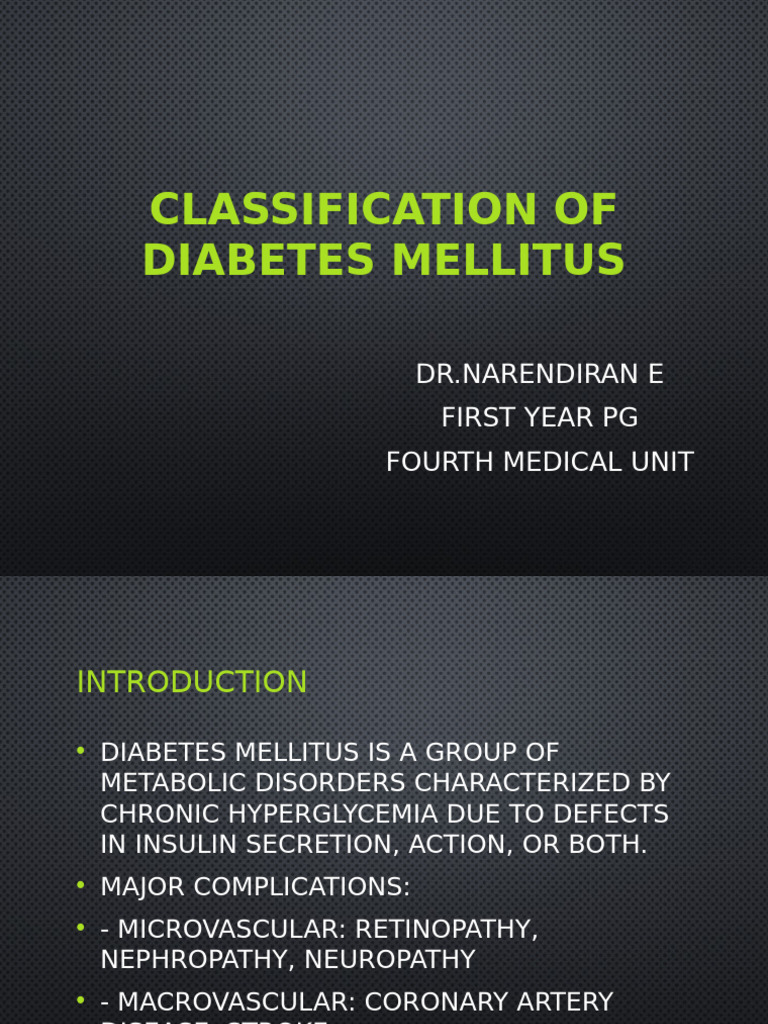Diabetes Mellitus Classification Guide | PDF | Diabetes | Gestational ...