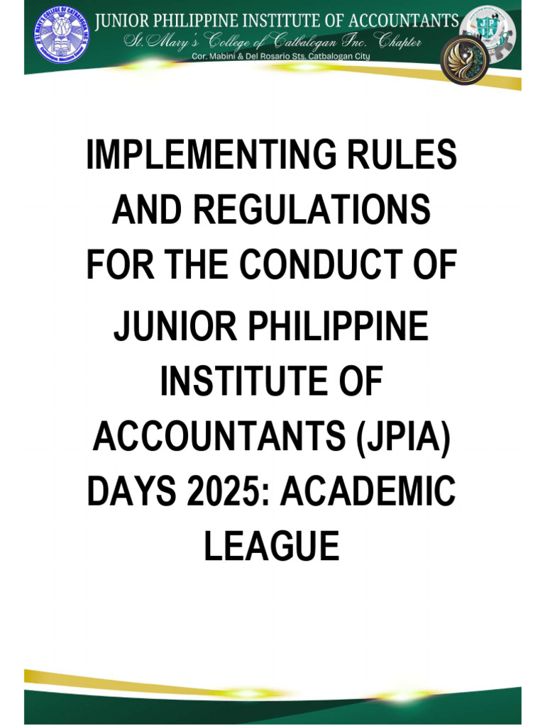 Implementing Rules and Regulations For The Conduct of Junior Philippine ...