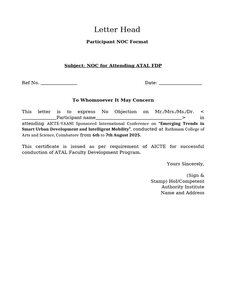 Participant NOC Format | PDF