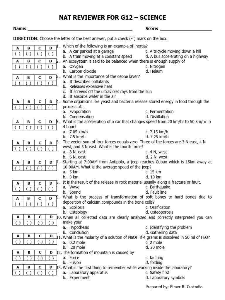 G12 Science Review Questions and Answers | PDF | Force | Wavelength