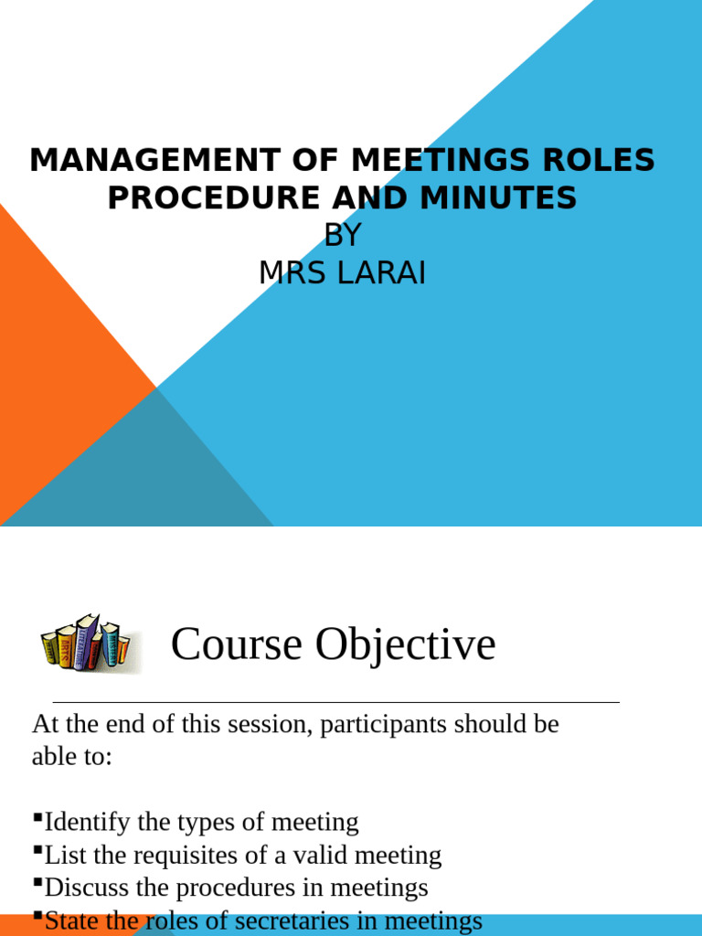 Management of Meetings Roles Procedure and Minutes | PDF | Committee ...