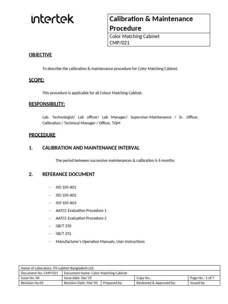CMP-021 Color Matching Cabinet | PDF | Calibration | Light