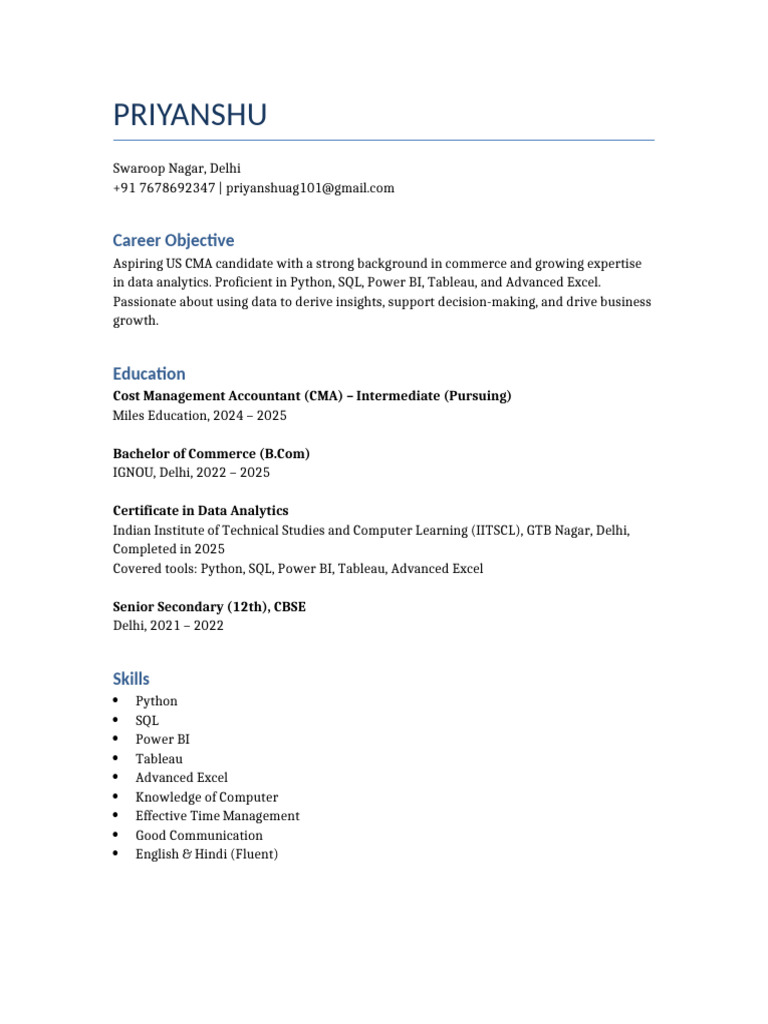 Priyanshu Resume | PDF