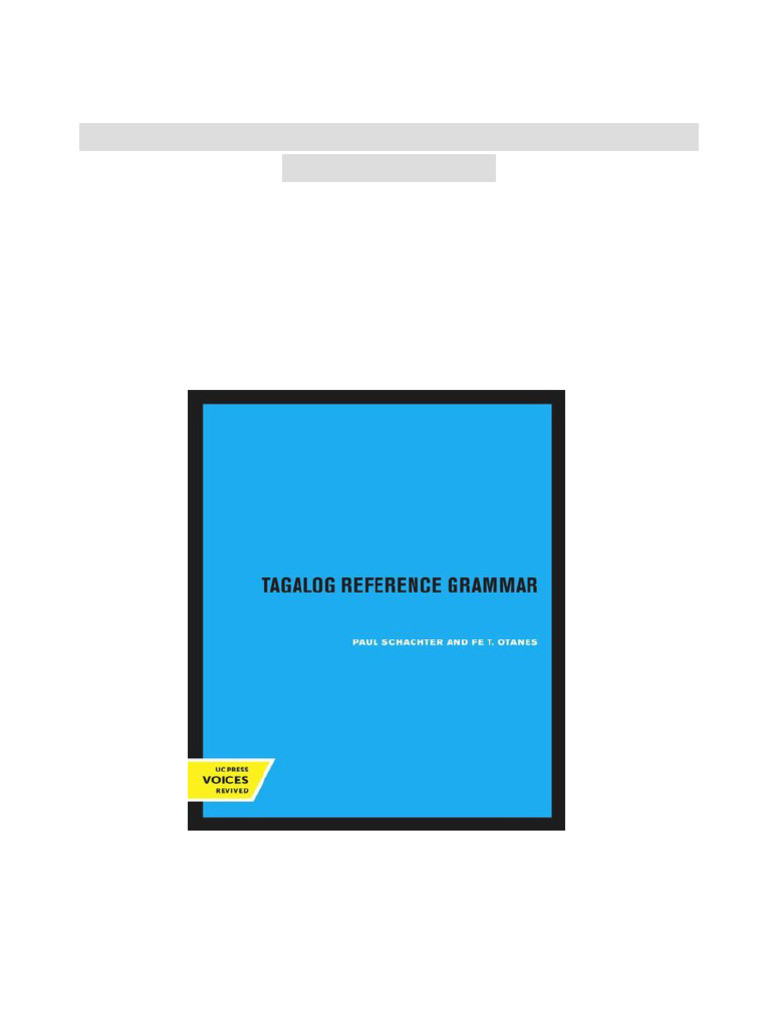 Tagalog Reference Grammar Paul Schachter download | PDF | Vowel | Phoneme