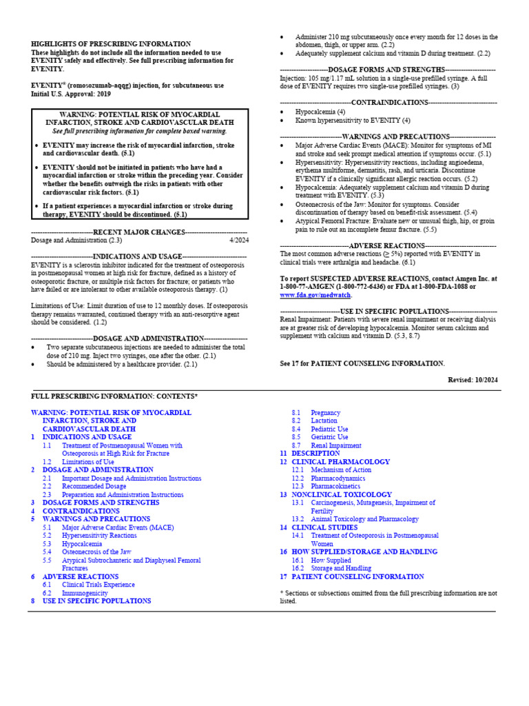 Evenity Injection Administration Guide | PDF | Osteoporosis | Syringe