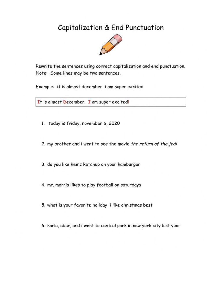 Capitalization and Punctuation1 | PDF