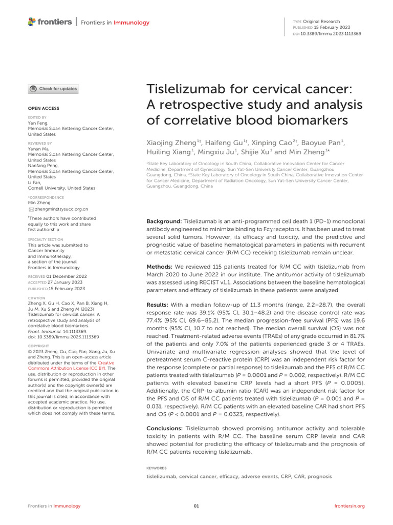 3. Tislelizumab | PDF | Receiver Operating Characteristic | Medical ...