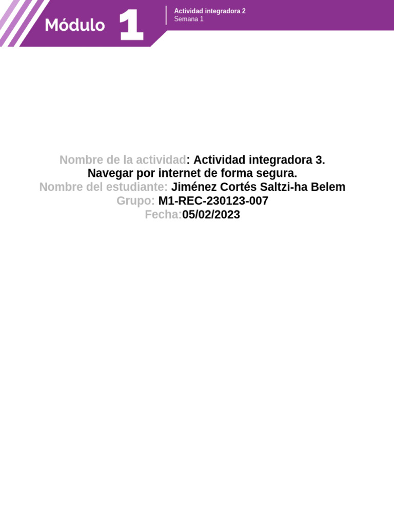 Actividad Integradora 3 Modulo 1 | PDF