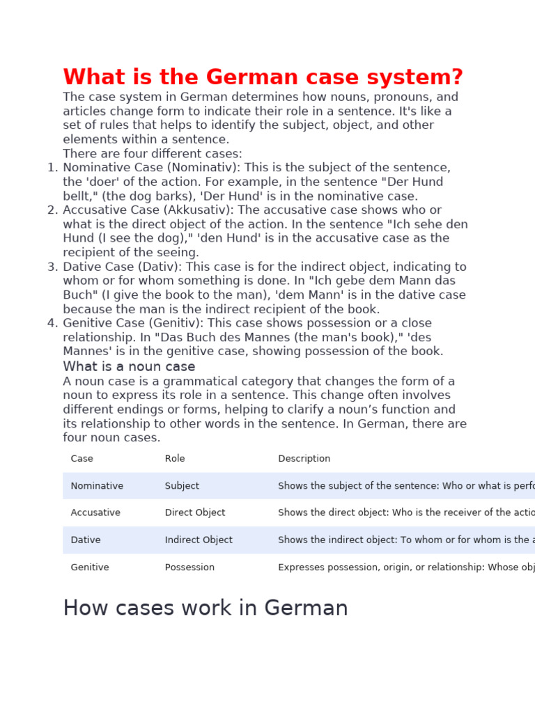 What Is The German Case System | PDF | Grammatical Gender | Language ...