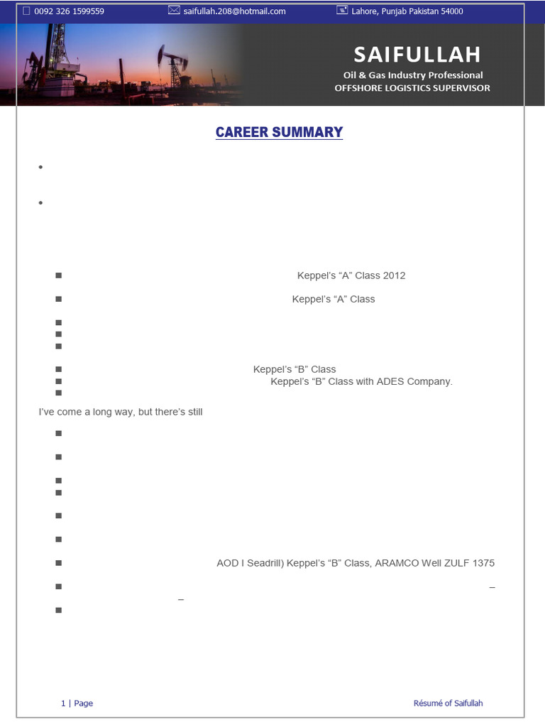 Saifullah - CV - Offshore Material Coordinator | PDF | Logistics | Warehouse