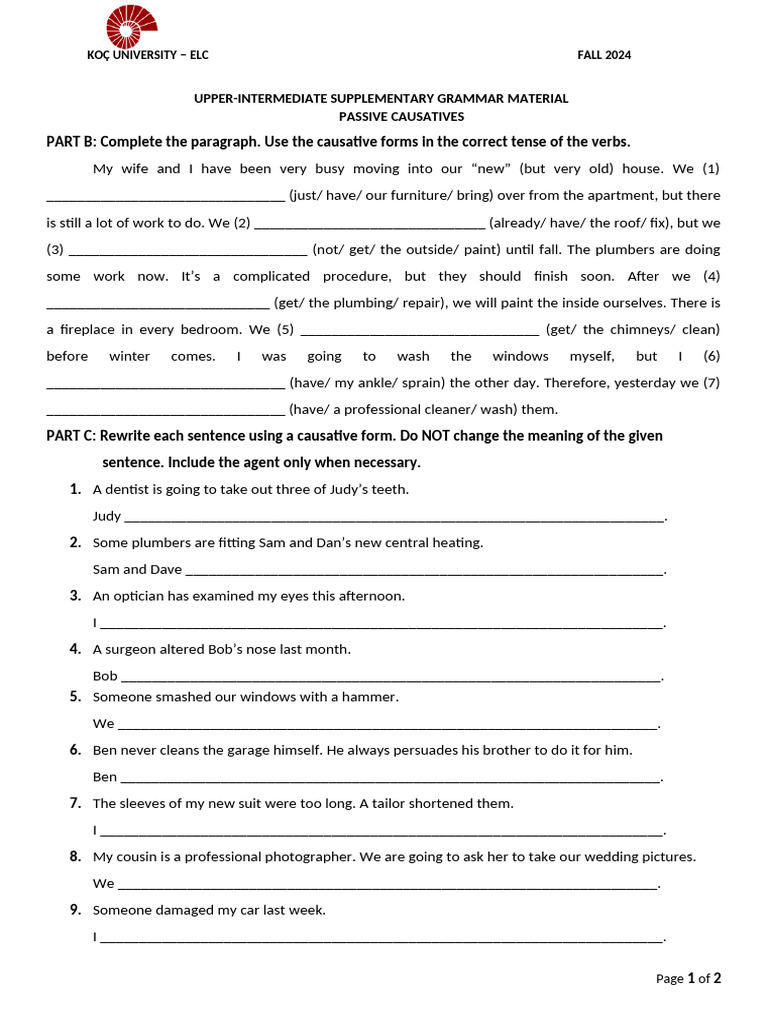 w3 Causitives Exercises | PDF