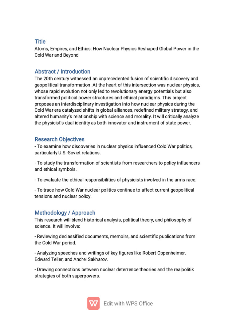 Nuclear Physics and Cold War Ethics | PDF | Science | Physics
