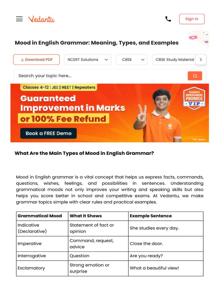 Types of Mood in English Grammar | PDF | Question | Linguistics