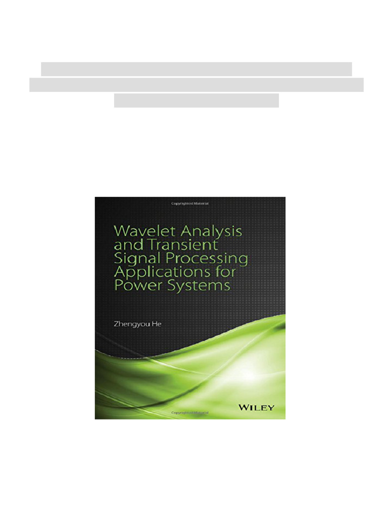 Wavelet Analysis and Transient Signal Processing Applications For Power Systems 1st Edition ...