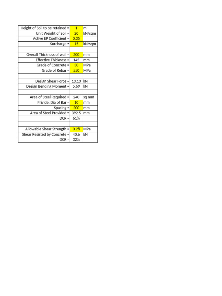 Retaining Wall Steel Calculation Guide | PDF