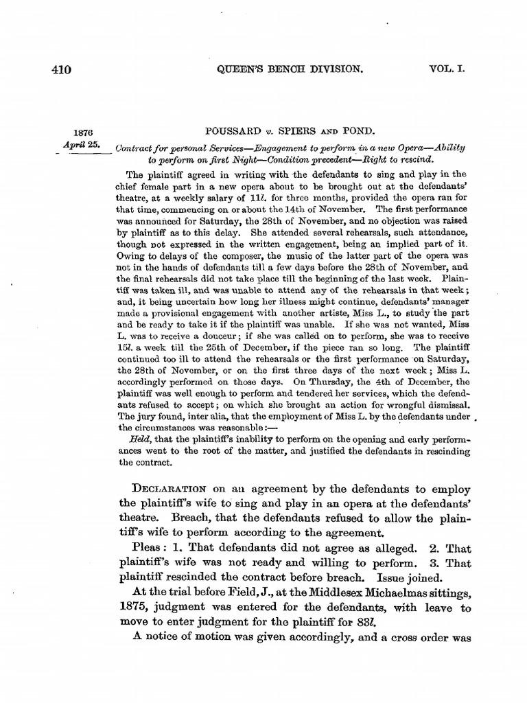 Poussard v. Spiers & Pond Case Summary | PDF | Justice | Crime & Violence